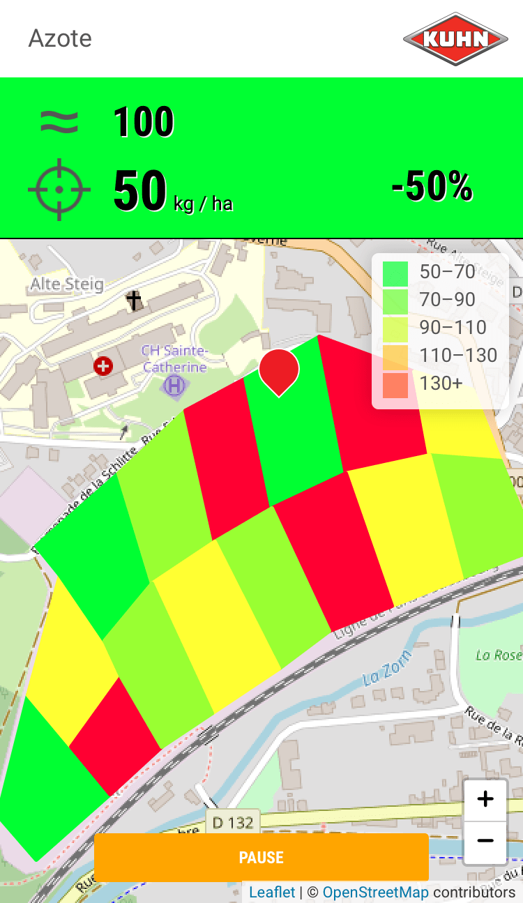 Kuhn app for variable rate maps - Profi