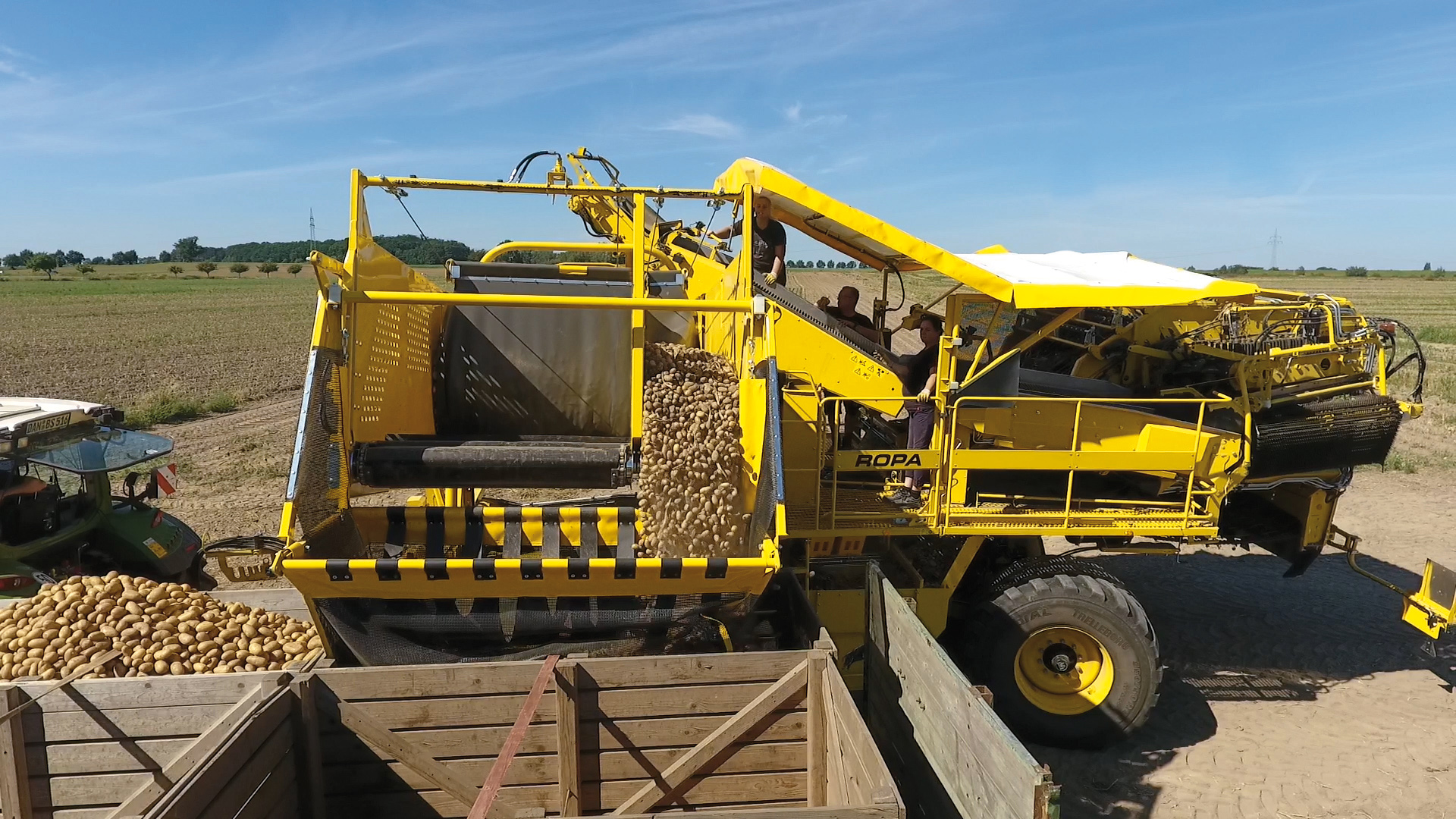 Twin bunker on Ropa potato harvester - Profi